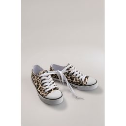 Sneaker ANISTON SHOES, Damen, Gr. 41 (7/7,5), braun (leo), Textil, Schuhe Skaterschuh Canvassneaker Sneaker low, Freizeitschuh, Sneaker mit klassischen umlaufenden schwarzen Streifen