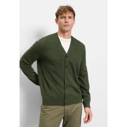 Strickjacke OLYMP "OLYMP Casual Strick", Herren, Gr. M, oliv, 100% Schurwolle, Strickjacken Strickjacke