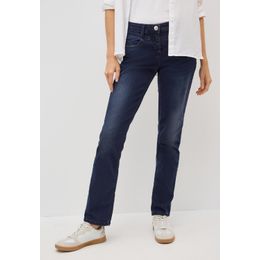 Comfort-fit-Jeans Cecil, Damen, Gr. 33, L&auml;nge 30, schwarz (blau schwarz random wash), Jeans, 75% Baumwolle, 23% Polyester, 2% Elasthan, unifarben, lang, Jeans, Middle Waist