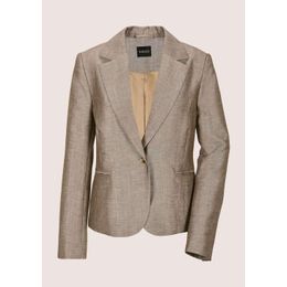 Madeleine Mode Jackenblazer MADELEINE "Blazer Eleganter Kurzblazer mit Reverskragen", Damen, Gr. 34, beige (taupe, melange), Obermaterial: 52% Leinen LI. 48% Wolle mw., Modern, gerade, Blazer, &Auml;rmelschlitz