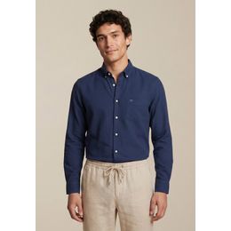 Langarmhemd Fynch-Hatton "Fynch-Hatton Langarmhemd", Herren, Gr. 3XL, N-Gr, blau (navy), Jersey, Obermaterial: 100% Baumwolle, unifarben, ohne Ausschnitt, 2-Knopf-Manschette, Hemden, bequeme Passform, unifarbenes Design, mit Brusttasche