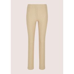 Madeleine Mode Jerseyhose MADELEINE "Jerseyhose Jacquardhose mit grafischem Muster", Damen, Gr. 34, N + K Gr, wei&szlig; (wollwei&szlig;, goldfarben), Obermaterial: 40% Polyester PES. 40% Viskose CV. 9% metallisierte Fasern MTF. 9% Polyamid PA. 2% Elasthan EL., Modern, schmal, Hosen Jerseyhose, Teilungsnaht