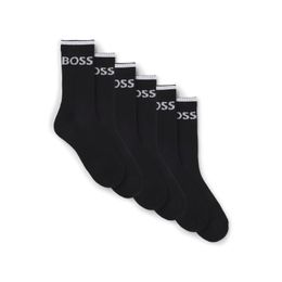 Businesssocken BOSS "6P QS Stripe CC", Herren, Gr. 43-46, schwarz (schwarz_001), Baumwollmischung, unifarben, elastisch, Socken, mit BOSS Schriftzug