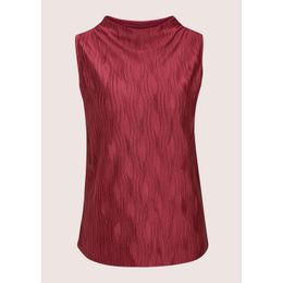 Madeleine Mode Kurzarmshirt MADELEINE "Shirt Kurzarm-Bluse mit Stehkragen, strukturiert", Damen, Gr. 34, rot (rubinrot), Obermaterial: 100% Polyester PES., Modern, figurumspielend, Shirts, Offene Saumkante