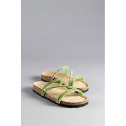 Pantolette ANISTON SHOES, Damen, Gr. 39, gr&uuml;n, Synthetik, Glitzer, Schuhe Pantolette, Sommerschuh, Strandschuh, filigrane Riemchen