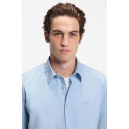 Langarmhemd BOSS Orange "Relegant", Herren, Gr. 6XL, N-Gr, blau (open blau460), Web, Obermaterial: 100% Baumwolle, unifarben, regular fit, hoch geschlossener Ausschnitt, eingesetzt 2-Knopf-Manschette mit Kn&ouml;pfen, Hemden, mit BOSS Stickerei