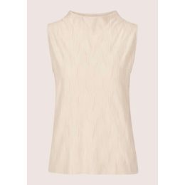 Madeleine Mode Kurzarmshirt MADELEINE "Shirt Kurzarm-Bluse mit Stehkragen, strukturiert", Damen, Gr. 36, wei&szlig; (perlwei&szlig;), Obermaterial: 100% Polyester PES., Modern, figurumspielend, Shirts, Offene Saumkante