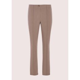 Madeleine Mode Stoffhose MADELEINE "Culotte Stoffhose mit Biesen", Damen, Gr. 34, N + K Gr, beige (cappuccino), Obermaterial: 73% Polyester PES. 23% Viskose CV. 4% Elasthan EL., Modern, schmal, Hosen Stoffhose, Markante Biese