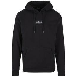 Kapuzensweatshirt MisterTee "MisterTee Herren LA Sketch Patch Hoody", Herren, Gr. L, schwarz, 100% Baumwolle, bedruckt, Sweatshirts