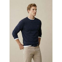 Strickpullover Fynch-Hatton "Fynch-Hatton Langarmpullover", Herren, Gr. L (52/54), blau (navy), Strick, Obermaterial: 100% Baumwolle, unifarben, normal h&uuml;ftbedeckend, Rundhals, Flachstrickb&uuml;ndchen, Pullover Strickpullover, mit Logostickerei