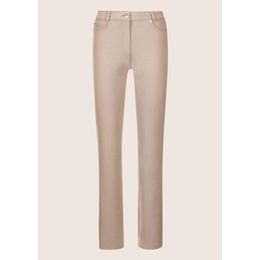 Madeleine Mode Regular-fit-Jeans MADELEINE "Denimhose Schmale Jeans im Five-Pocket-Style", Damen, Gr. 36, N + K Gr, beige (berber), Obermaterial: 95% Baumwolle CO. 5% Elasthan EL., Modern, Jeans, Mit "M"-Stickerei auf der Ges&auml;&szlig;tasche
