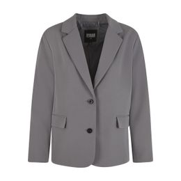 Allwetterjacke Urban Classics "Urban Classics Ladies Long Blazer", Damen, Gr. L, cloudgrau, 94% Polyester, 6% Elasthan, unifarben, normal, amerikanischer Ausschnitt, Jacken