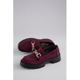 Loafer ANISTON SHOES, Damen, Gr. 40, bordeaux, Velourslederimitat, Schuhe Loafer Business-Slipper, Slipper, Halbschuh mit Bequemweite G (=weit)
