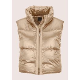Madeleine Mode Kurzweste MADELEINE "Steppweste Sommerweste mit Glanz-Finish", Damen, Gr. 40, beige, Obermaterial: 100% Polyamid PA., Modern, normal, Westen, Wattierte Steppweste in Kurzform