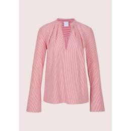Madeleine Mode Langarmbluse MADELEINE "Streifenbluse Blusenshirt mit Streifendesign", Damen, Gr. 36, rot (rot, wei&szlig;), Obermaterial: 100% Baumwolle CO., Modern, figurumspielend, Blusen, Bluse mit Rundhalsblende mit V-Ausschnitt