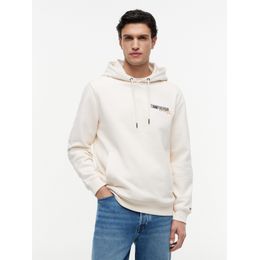 Hoodie Tommy Hilfiger "SUMMER BACK GRAPHIC HOODIE", Herren, Gr. L, ivory petal, Sweatware, Obermaterial: 100% Baumwolle, normal normal, Rippb&uuml;ndchen, Sweatshirts Hoodie