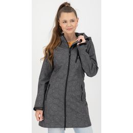 Softshellmantel DEPROC Active "SHELBY PEAK XII Softshell Kurzmantel Damen", Damen, Gr. 52 (XXL), schwarz, 100% Polyester, tailliert, gerader Abschluss mit Klettverschl&uuml;ssen, M&auml;ntel, leichter Softshell Kurzmantel mit abnehmbarer Kapuze