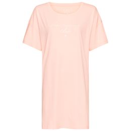 Nachthemd Vivance Dreams, Damen, Gr. 32/34, N-Gr, rosa, Single Jersey, Obermaterial: 100% Baumwolle, bedruckt, unifarben, loose fit mini, Rundhals, Kleider Nachthemd