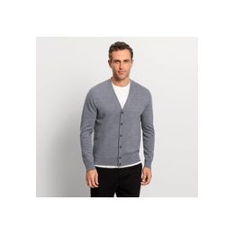 Strickjacke OLYMP "OLYMP Casual Strick", Herren, Gr. L, silbergrau, 100% Schurwolle, Strickjacken Strickjacke