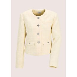 Madeleine Mode Jerseyblazer MADELEINE "Blazer Eleganter Tweed-Kurzblazer mit Metallkn&ouml;pfen", Damen, Gr. 40, wei&szlig; (wollwei&szlig;), Obermaterial: 80% Polyester PES. 20% Wolle WO., Modern, normal, Blazer, Edle Metallkn&ouml;pfe