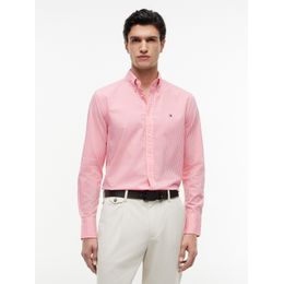 Langarmhemd Tommy Hilfiger "FLEX POPLIN GINGHAM SHIRT", Herren, Gr. L, N-Gr, doll pink, check, Web, Obermaterial: 100% Baumwolle, regular fit normal, 1-Knopf-Manschette, Hemden