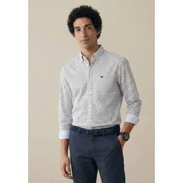 Langarmhemd Fynch-Hatton, Herren, Gr. 4XL, N-Gr, magnolia, Web, Obermaterial: 100% Baumwolle, Minimalmuster, normal h&uuml;ftbedeckend, tiefer V-Ausschnitt, 2-Knopf-Manschette, Hemden, normale Passform, aus reiner Baumwolle, mit Minimalmuster