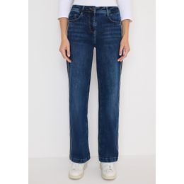 Loose-fit-Jeans Cecil, Damen, Gr. 32, L&auml;nge 32, mid blau used wash, Jeans, 89% Baumwolle, 8% Polyester, 3% Elasthan, unifarben, lang, Jeans, High Waist