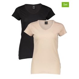 G-Star Raw G-Star 2er-Set: Shirts in Schwarz/ Beige - 47% | Gr&ouml;&szlig;e XL | Damen-tops