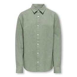 ONLY & SONS Junior Leinen-Hemd "Aiden" in Khaki - 51% | Gr&ouml;&szlig;e 140 | Kinder-blusen-hemden