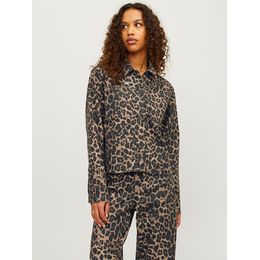 Jack & Jones JJXX Hemd "Sarah" in Hellbraun/ Schwarz - 52% | Gr&ouml;&szlig;e S | Damen-blusen