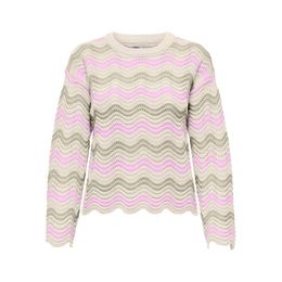 Only Pullover in Rosa/ Creme/ Khaki - 52% | Gr&ouml;&szlig;e L | Damen-pullover-cardigans