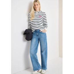 Cecil Hoodie in Wei&szlig;/ Dunkelblau - 51% | Gr&ouml;&szlig;e XL | Damen-sweatshirts-jacken