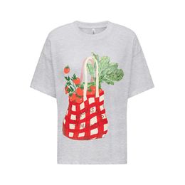 Only Shirt in Grau/ Rot - 50% | Gr&ouml;&szlig;e S | Damen-tops