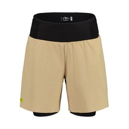 maloja Trailrunningshorts "ChanalM." in Beige/ Schwarz - 60% | Gr&ouml;&szlig;e L | Damen-sporthosen