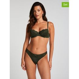 Hunkem&ouml;ller Hunkem&ouml;ller 2er-Set: Strings "Teddy" in Khaki - 73% | Gr&ouml;&szlig;e XL | Damen-unterteile