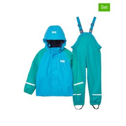 Helly Hansen 2tlg. Regenoutfit "Bergen 2.0" in Blau/ Gr&uuml;n - 60% | Gr&ouml;&szlig;e 128 | Kinder-outdoor-jacken