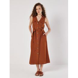 Apricot Kleid in Hellbraun - 66% | Gr&ouml;&szlig;e L | Damen-kleider