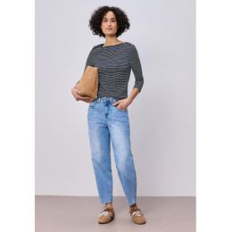 Street One Longsleeve in Dunkelblau/ Wei&szlig; - 20% | Gr&ouml;&szlig;e 42 | Damen-tops