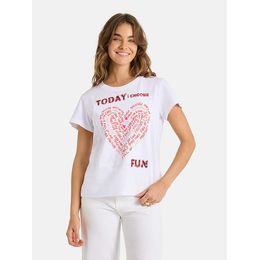 LIEBLINGSST&Uuml;CK LIEBLINGSST&Uuml;CK Shirt "Cleo" in Wei&szlig;/ Rot - 55% | Gr&ouml;&szlig;e XS | Damen-tops
