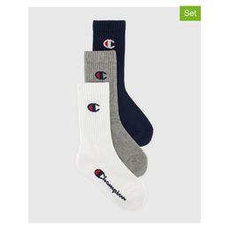 Champion 3er-Set: Socken in Wei&szlig;/ Grau/ Dunkelblau - 25% | Gr&ouml;&szlig;e 31-34 | Kinder-socken-strumpfhosen