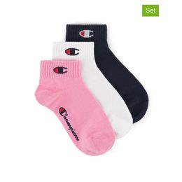 Champion 3er-Set: Socken in Rosa/ Wei&szlig;/ Dunkelblau - 18% | Gr&ouml;&szlig;e 31-34 | Kinder-socken-strumpfhosen
