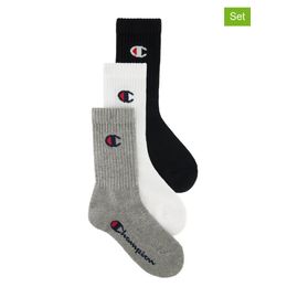 Champion 3er-Set: Socken in Wei&szlig;/ Grau/ Schwarz - 12% | Gr&ouml;&szlig;e 31-34 | Kinder-socken-strumpfhosen