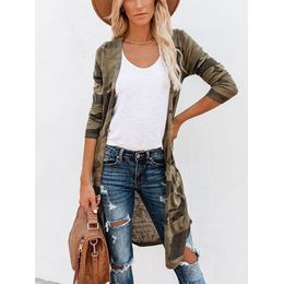 Milan Kiss Longcardigan in Khaki - 65% | Gr&ouml;&szlig;e S | Damen-pullover-cardigans