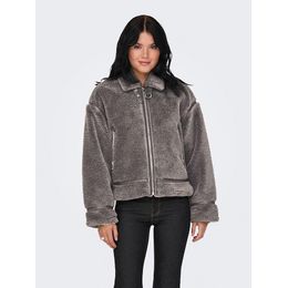 Only Teddyfelljacke "ONLMICHELLE" in Grau - 70% | Gr&ouml;&szlig;e M | Damenjacken