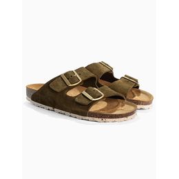 BACKSUN Leder-Pantoletten "Bali" in Khaki - 54% | Gr&ouml;&szlig;e 42 | Damen-pantoletten