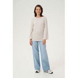 Kaffe Longsleeve "Liddy" in Taupe/ Wei&szlig; - 69% | Gr&ouml;&szlig;e S | Damen-tops