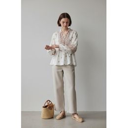 William de Faye Bluse in Wei&szlig;/ Hellbraun - 68% | Gr&ouml;&szlig;e 40 | Damen-blusen