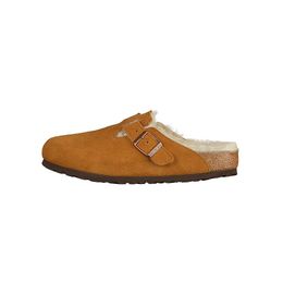 Birkenstock Leder-Hausschuhe "Boston" in Hellbraun - Weite S - 36% | Gr&ouml;&szlig;e 36 | Damen-pantoletten