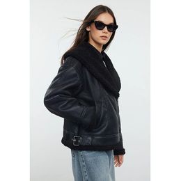 Trendyol Kunstlederjacke in Schwarz - 52% | Gr&ouml;&szlig;e S | Damenjacken