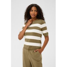 Kaffe Pullover in Khaki/ Creme - 48% | Gr&ouml;&szlig;e L | Damen-pullover-cardigans